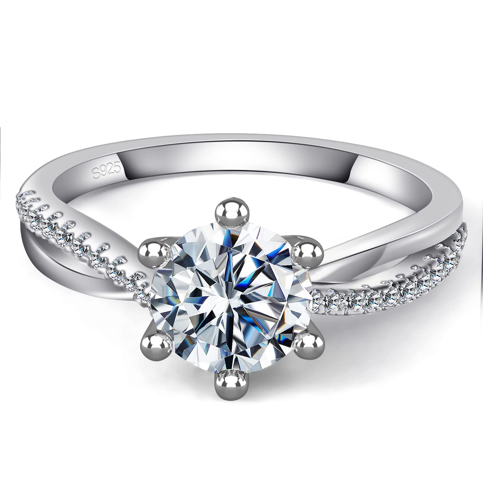 DURAINTS D Color VVS Moissanite Engagement Rings for Women, S925 Silver Promise Rings with 18k platinum plating