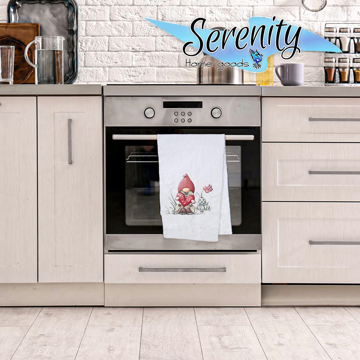 Decorative Kitchen and Bath Hand Towel | Valentines Day Kiss Me Gnome | Winter Valentine's Day Themed | White Towel Home Decor Bathe Tea Towels Decorations | House Warming Gift Present