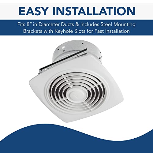 Broan-NuTone 673 Vertical Discharge Utility Fan, 6-Inch 60 CFM 4.5 Sones, White Plastic Grille
