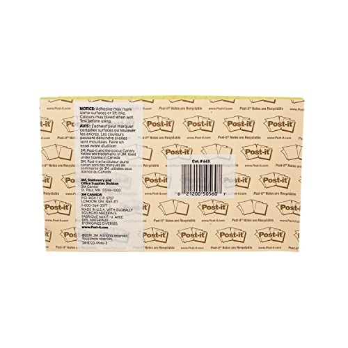 Post-it Notes, 5x8 in, 2 Pads, Canary Yellow, Lined, America's #1 Favorite Sticky Notes, Clean Removal, Recyclable (663)
