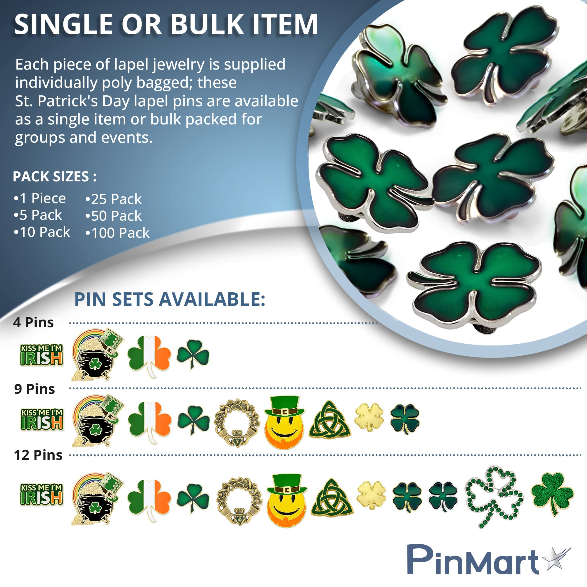PinMart St. Patrick's Day Lapel Pin – Celtic Trinity Knot Jewelry for Women and Men – Irish Culture Celebration Pin –Gold Plated Enamel Brooch with Clutch Back