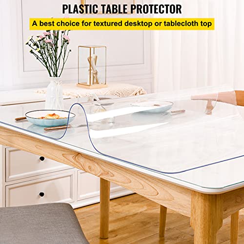 VEVOR Clear Desk Cover Protector, 24 x 60 inch, 1.5 mm Thick Plastic Clear Desk Pad Mat, Rectangle Waterproof Table Top Protector, Scratch Proof and Easy Cleaning for Office Dresser Night Stand