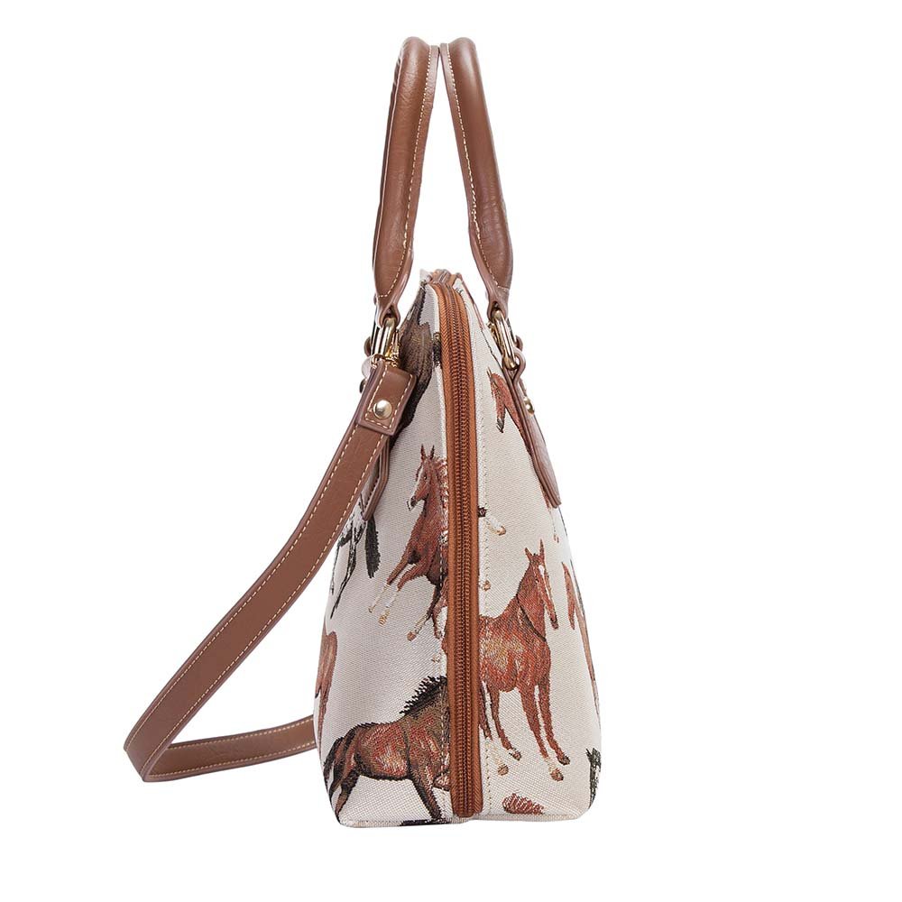 Signare Tapestry Hand Shoulder Bag Cross Body Purses Handbag Satchel Bag for Women In Running Horse Design|CONV-RHOR