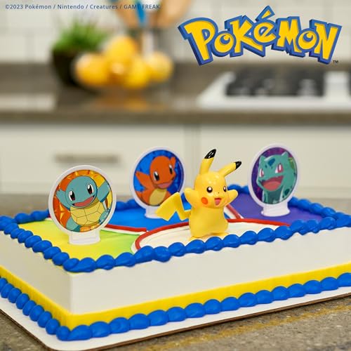DecoSetĀ® Pokemon Light Up Pikachu Cake Topper, 4 - Piece Decoration Set, Birthday Decorations For All Size and Shape Cakes
