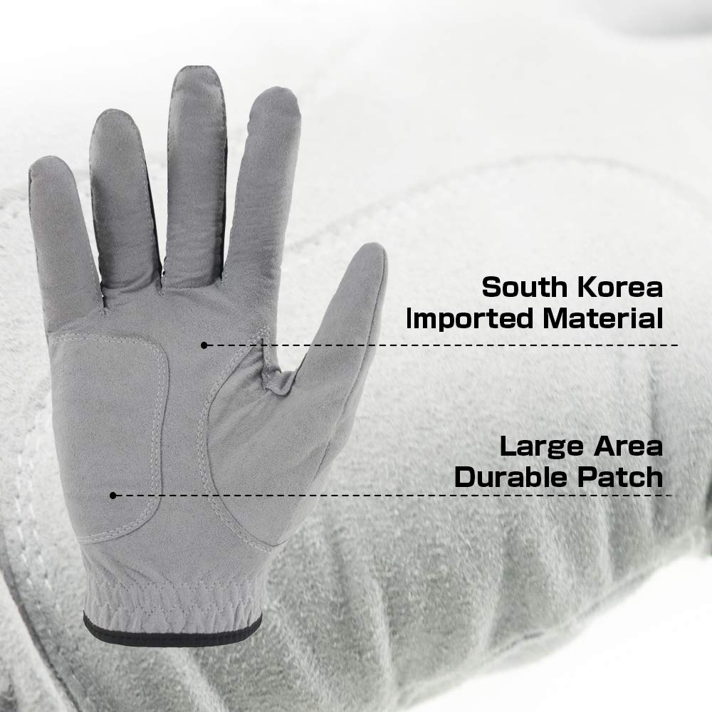 Craftsman Golf 3-Pack White or Gray Golf Gloves for Men Worn on Right Hand (Gray, M)
