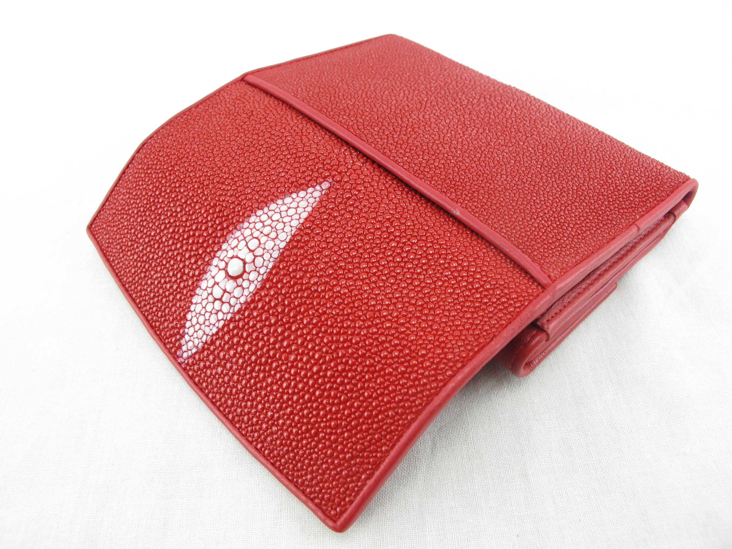 PELGIO Genuine Stingray Skin Women's Medium Clutch Wallet Purse (Black)