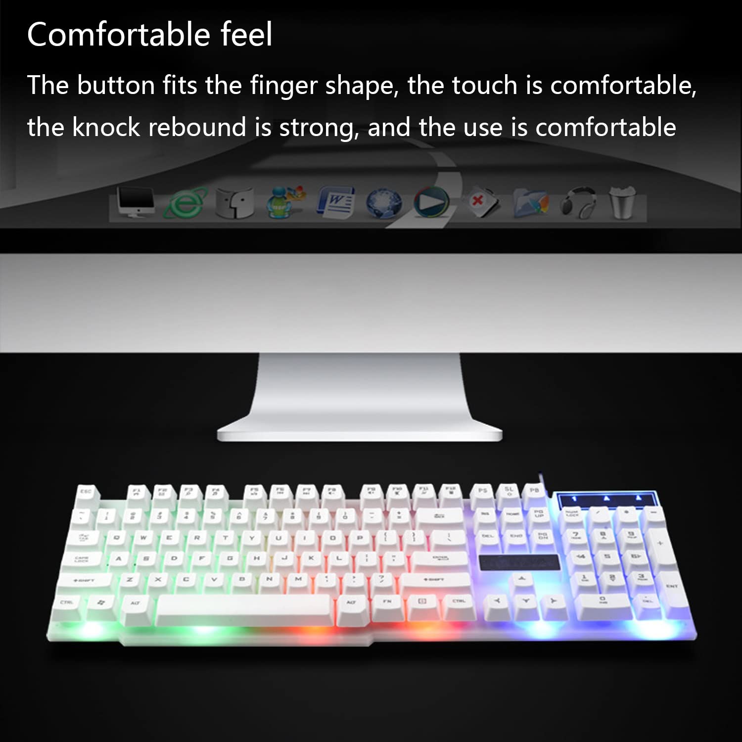 EXHNLE Wired RGB Backlit Gaming Keyboard and Mouse, USB Wired Gaming Keyboard and Mouse Combo, Backlit Keyboard, for Laptop PC Computer Game and Work (Color : White)