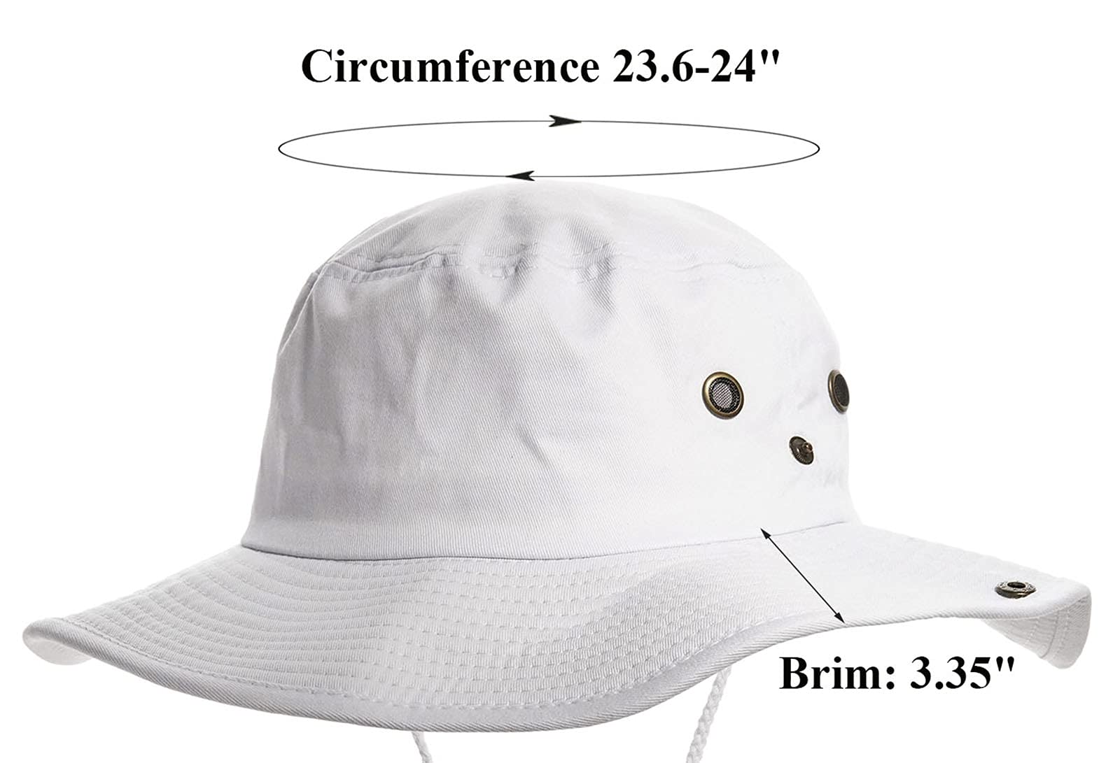 Cotton Sun Hat for Men and Women Wide Brim Foldable Sun Boonie Hunting Fishing Safari Bucket Hat(7 1/2 Size) White