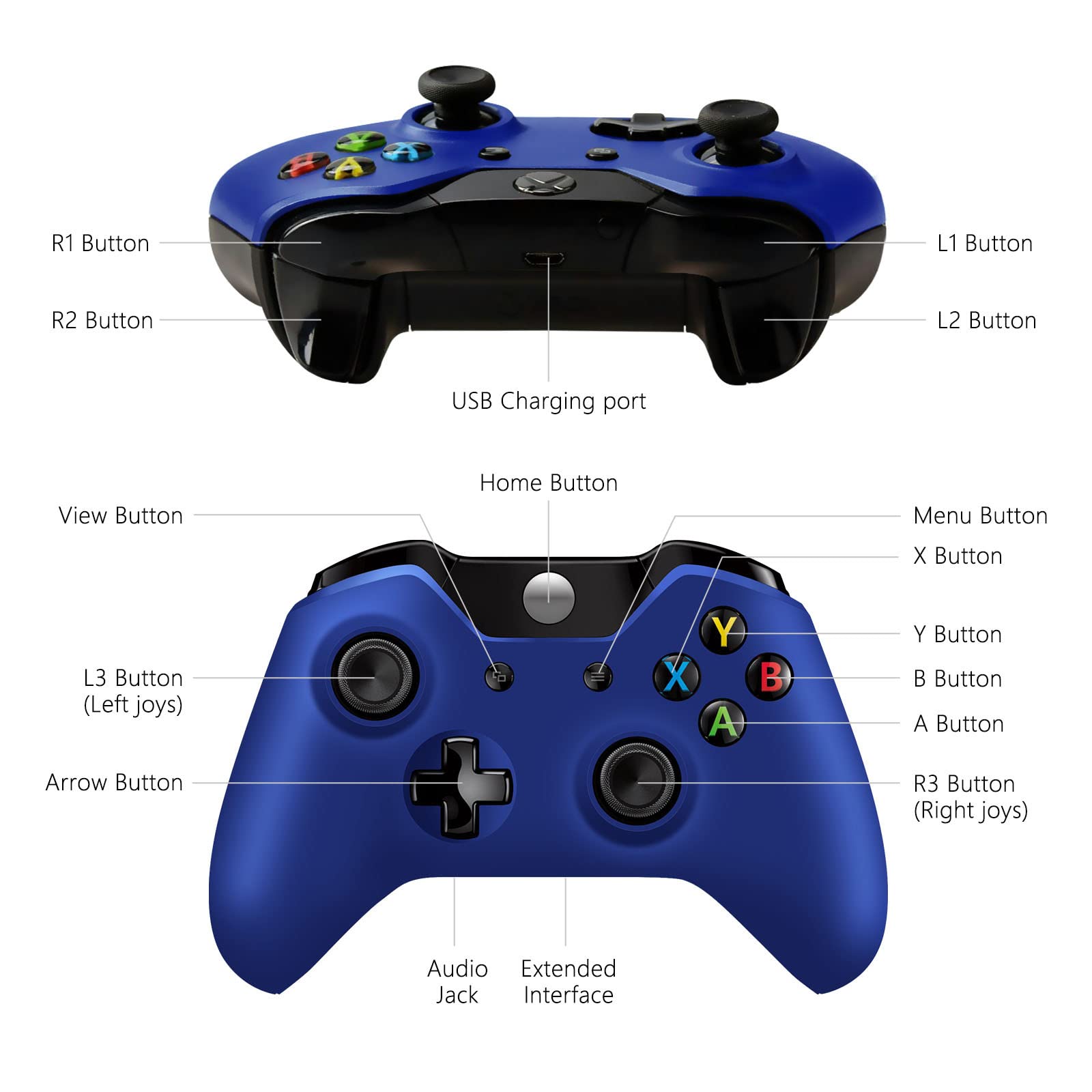 CHASDI Xbox one Wireless Controller V4 for All Xbox One Models, Series X S (Blue)