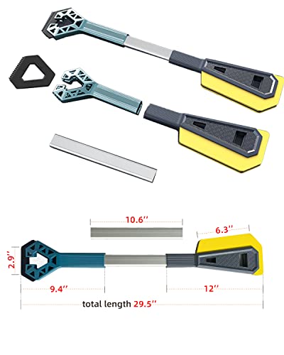 RELSBOA Multi-Purpose Ice Scraper and Snow Wiper Lightweight 29.5 Inches Extendable Car Snow Tool Kit 0.73Lbs Scratch Free (Blue)