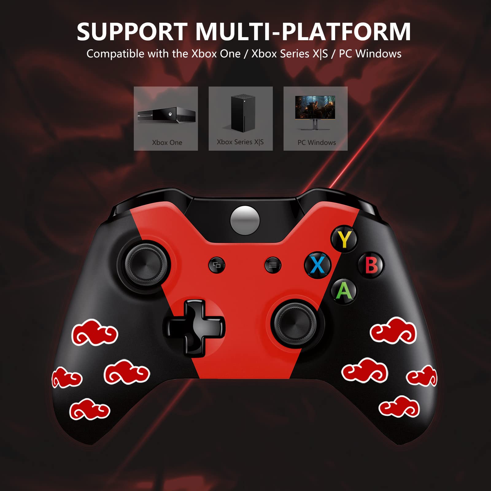 CHASDI Xbox One Wireless Controller, Custom Deisgn Red Cloud V2 Xbox Controller with 3.5mm Headphone Jack for All Xbox One Models, Series X S and PC
