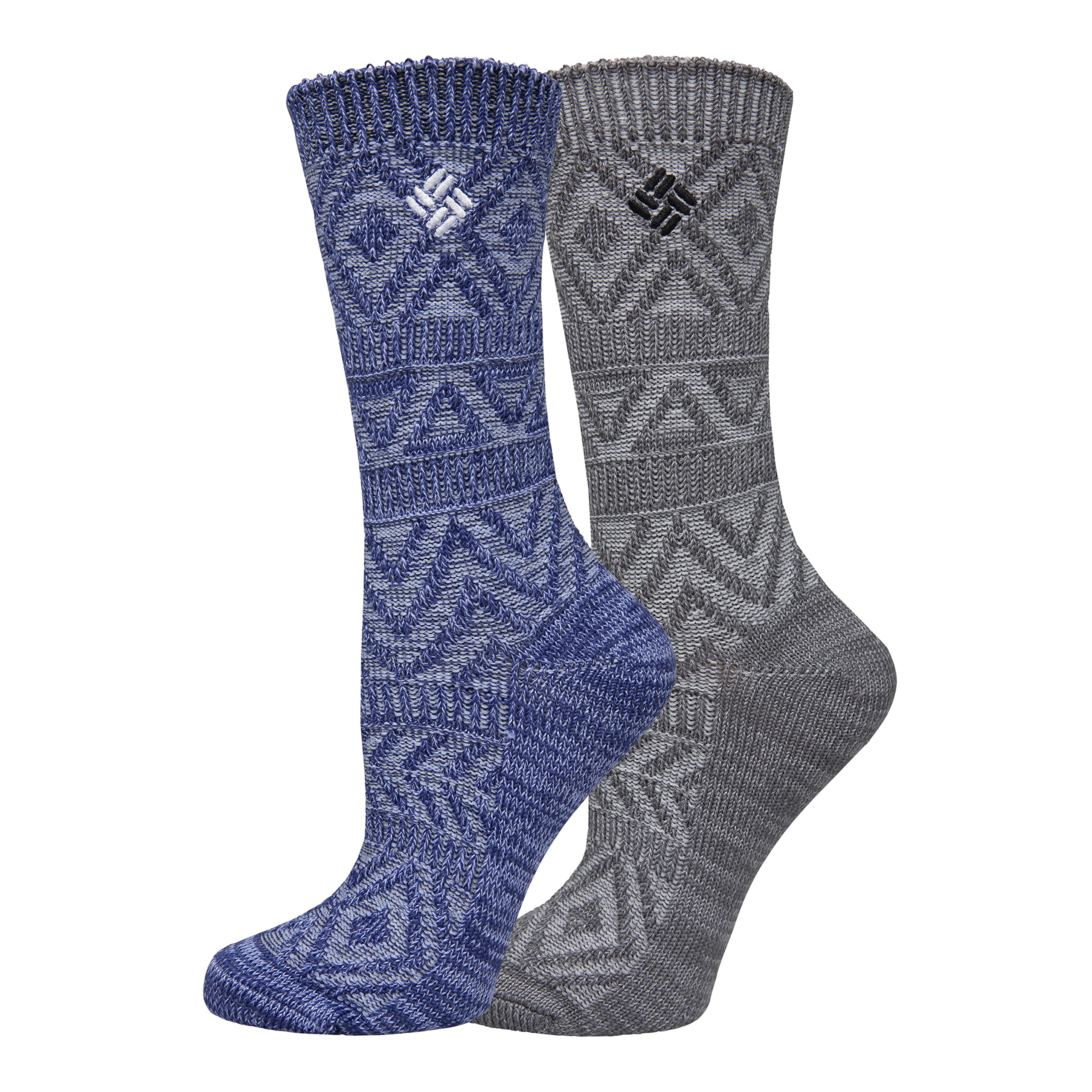 Columbia Women's Super Soft Mirco Poly Texture Crew Socks 2 Pair, Serenity/Char, Women's 4-10