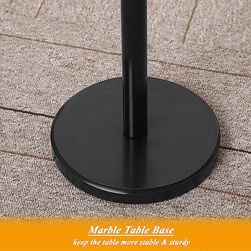 smusei Black Side Table for Small Spaces Round End Table with Marble Base Small Pedestal Table Drink Table for Sofa Couch Chair Patio, Black