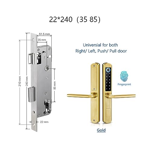 Stainless Steel Sliding Glass Smart Lock Tt Lock App RFID Electronic Digital Lock (Color : A210 3585, Size : Left Right Wheels)