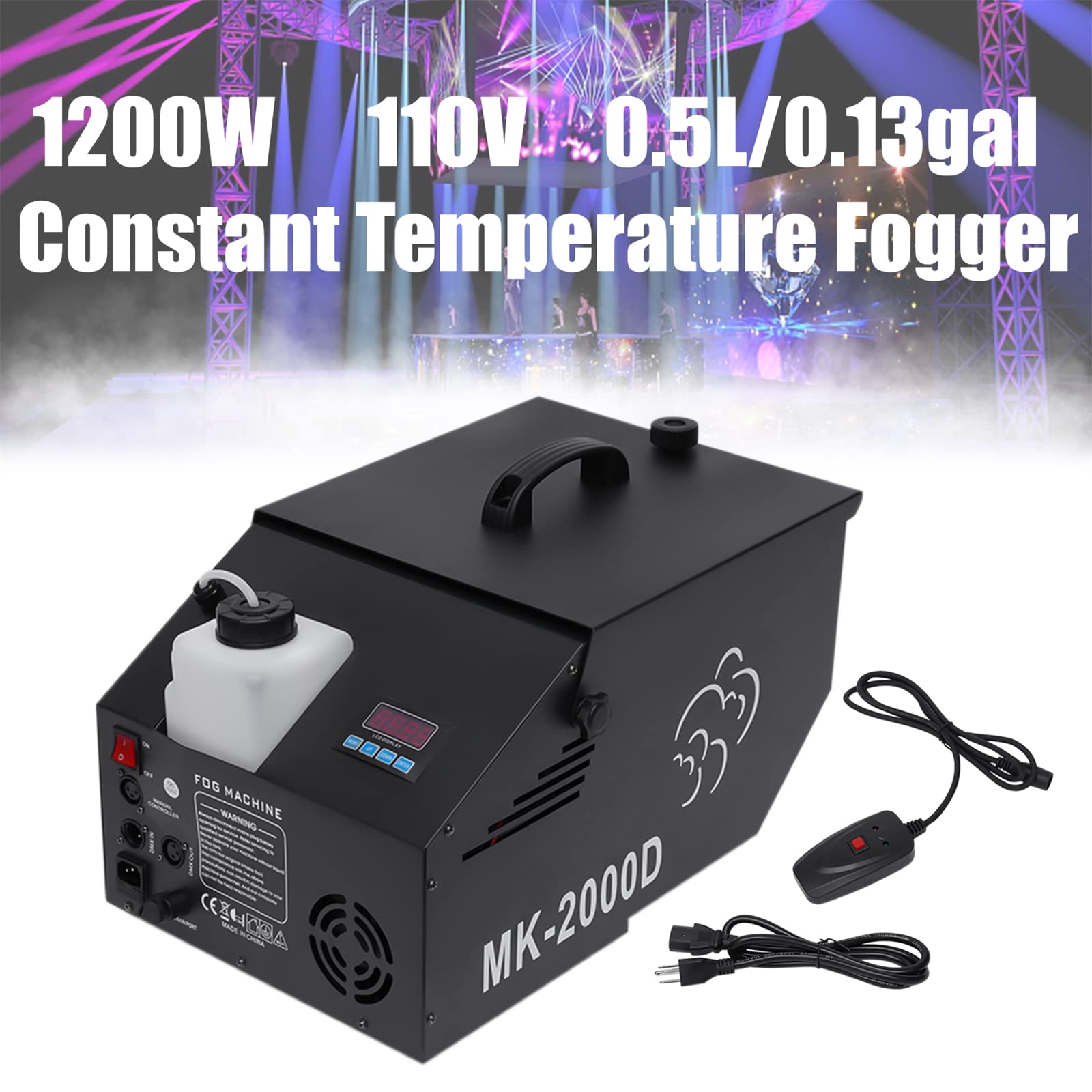 DYRABREST Modern 1200W Low-Lying Smoke Machine, DMX Fog Machine with Remote Control, Stage Effect Fog Machine for Stage, Disco, Halloween, Wedding, Performance, Smoke Coverage: 860-1076ft²