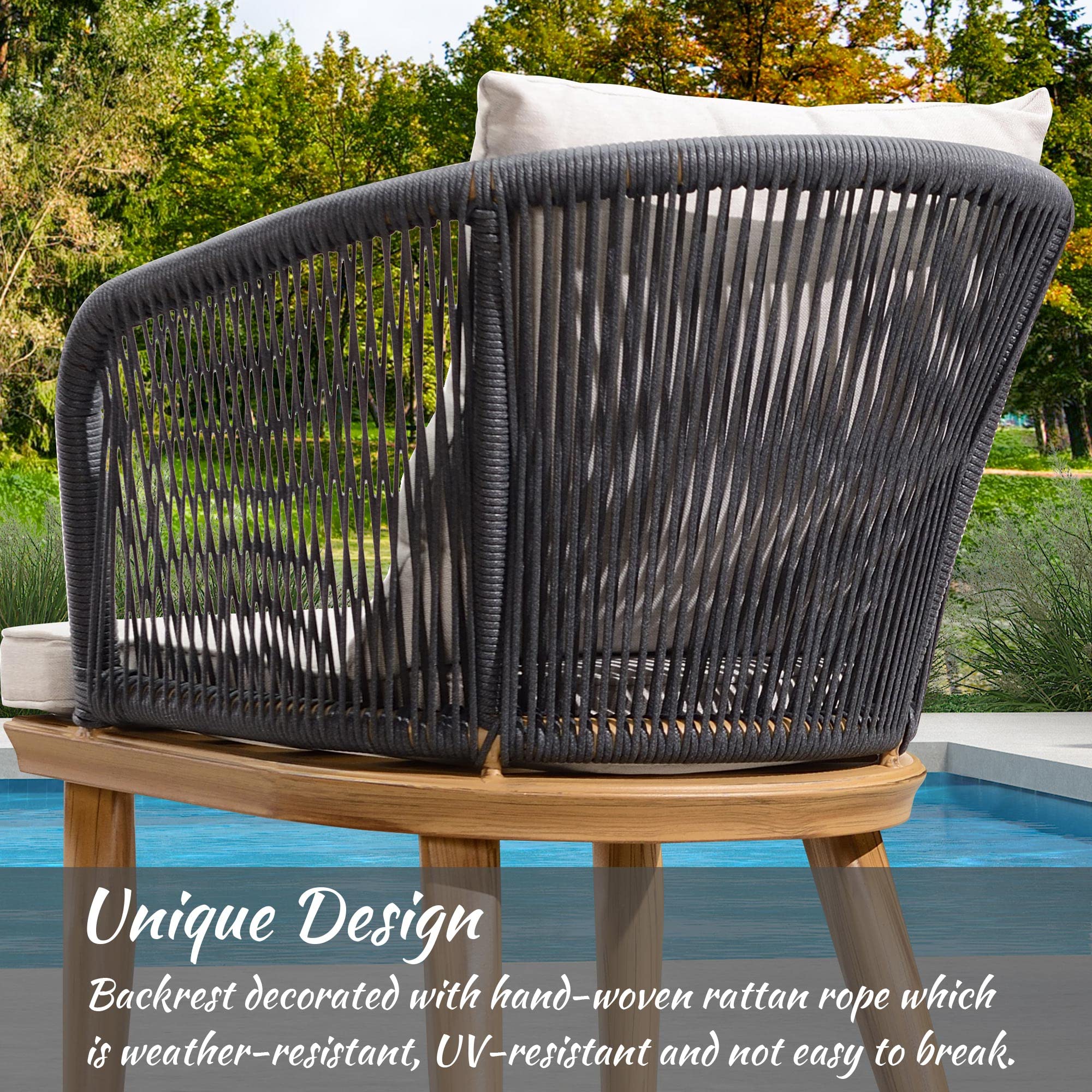 PURPLE LEAF Patio Dining Chair Set Modern Wicker Outdoor Furniture Seating for Garden Deck Kitchen Backyard 2 Pieces Aluminum Bistro Set, Cushions and Pillows Included