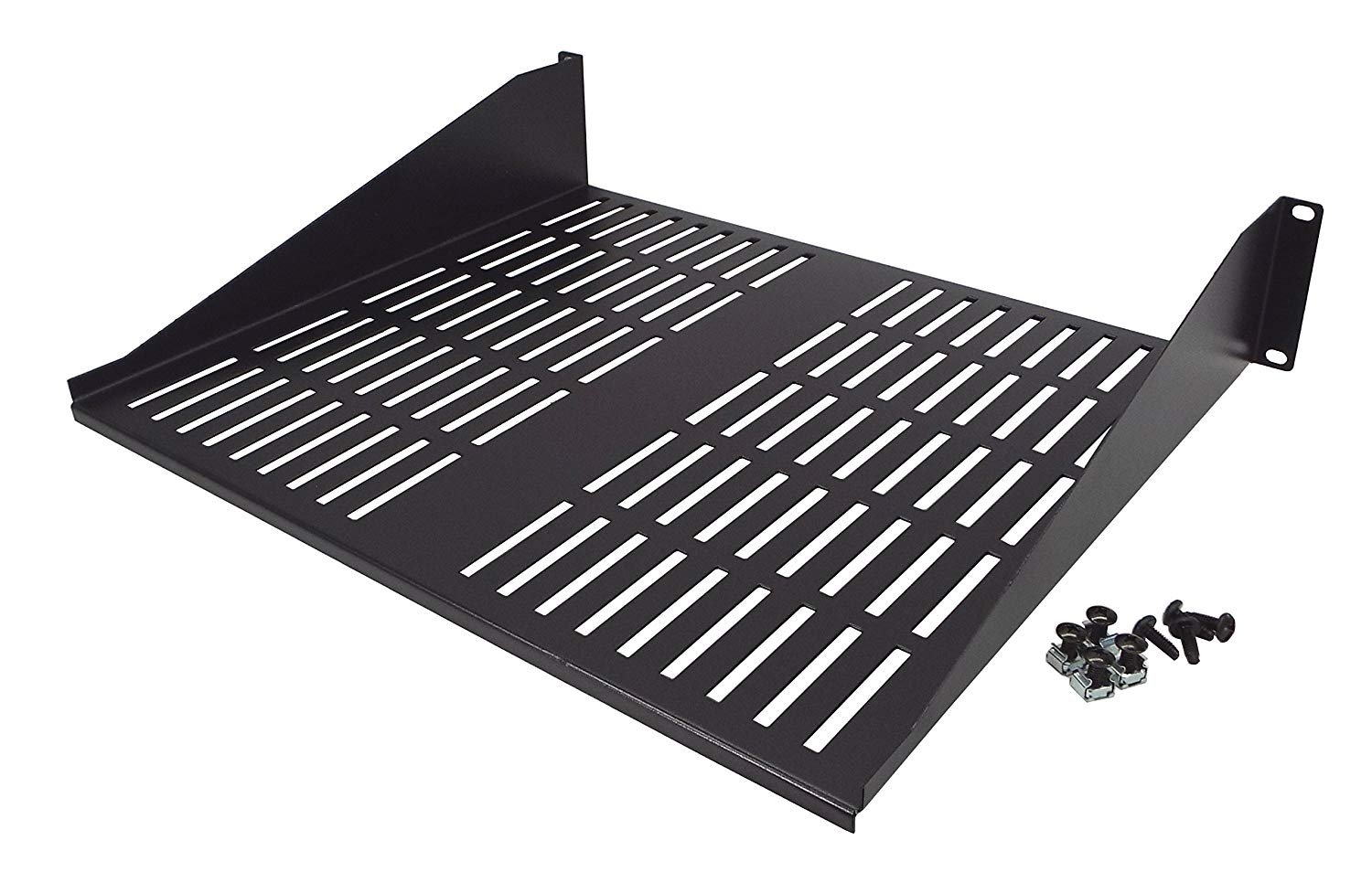 CNAweb 2U Rack Shelf - 15" Deep - Steel - Vented Rack Shelf - Rack Mount Shelf - Server Rack Shelf - Cantilever Shelf