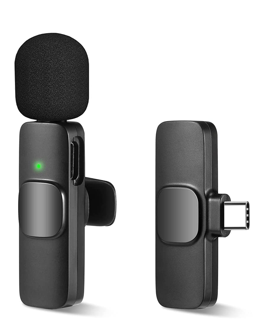 CKLYYL USB C Wireless Microphone Lavalier Plug Play Microphone Mini Mic Recording YouTube Facebook Live Stream,Vlog, Auto-Sync (No Need App/Bluetooth)