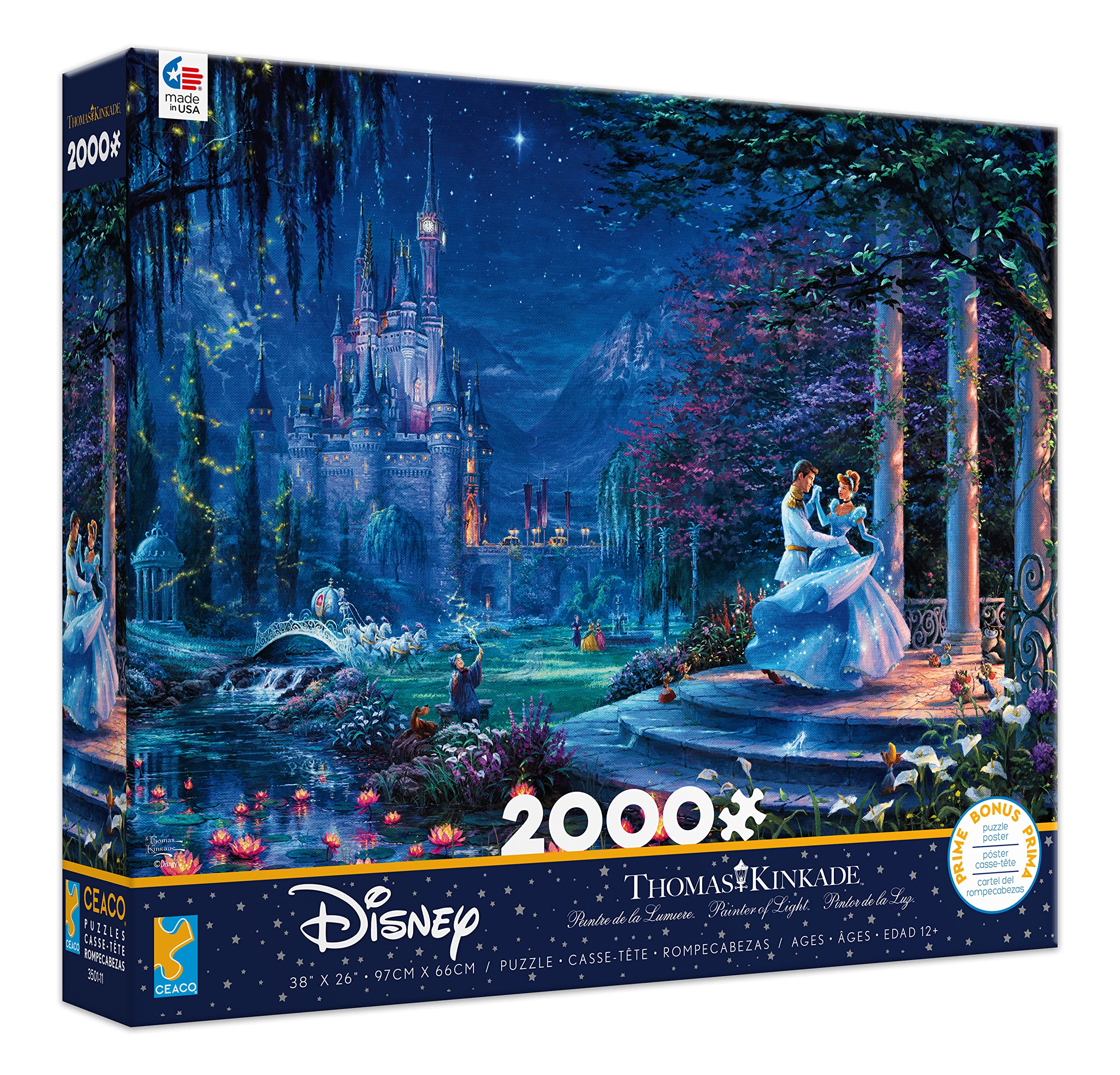 Ceaco - Thomas Kinkade - Disney Dreams Collection - Cinderella Dancing in The Starlight - 2000 Piece Jigsaw Puzzle