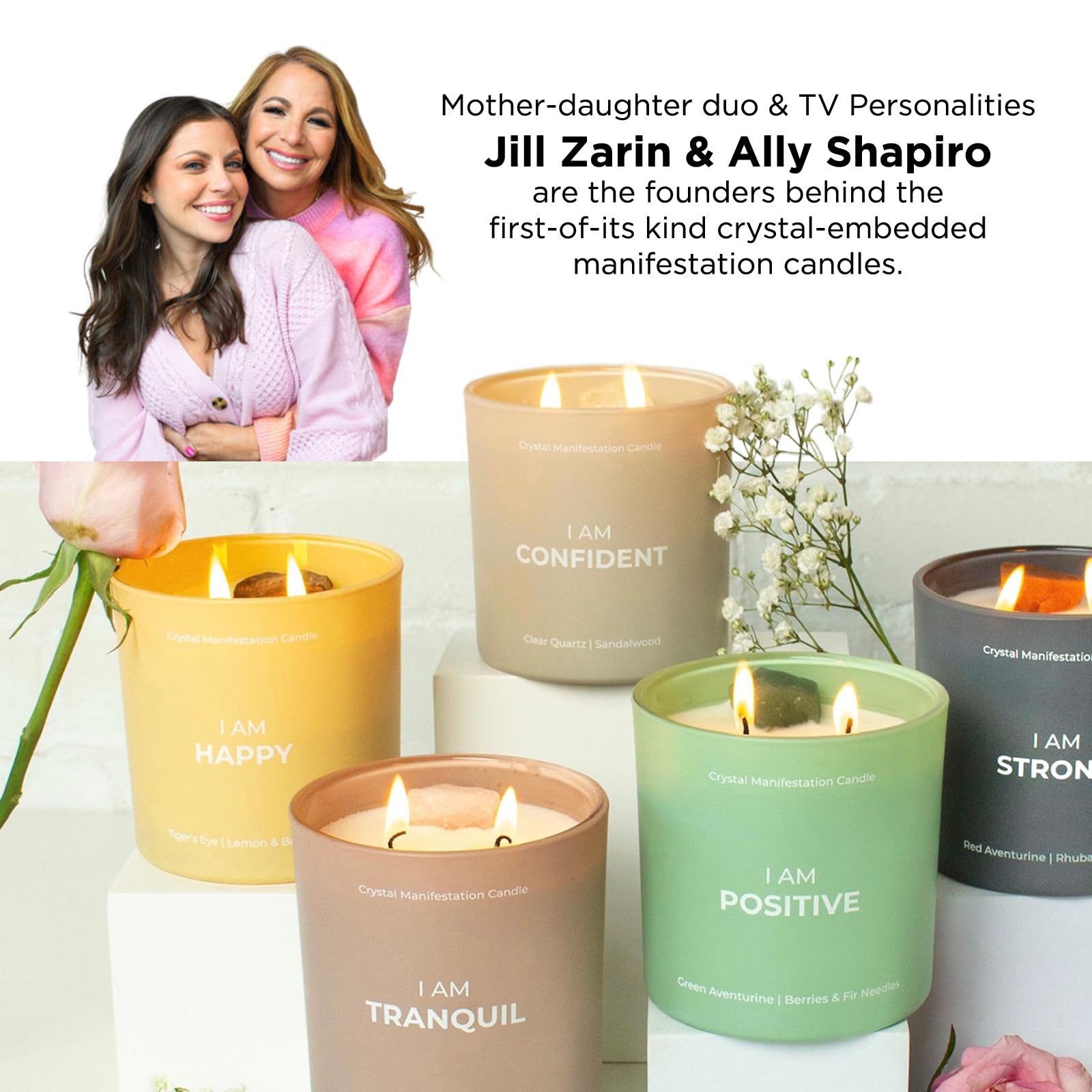 Jill & Ally Peace & Quiet Crystal Manifestation Candle - Grapefruit Scented with Amethyst, 14 oz, Approximately 65 Hours Burn Time, Foster Serenity and Tranquility