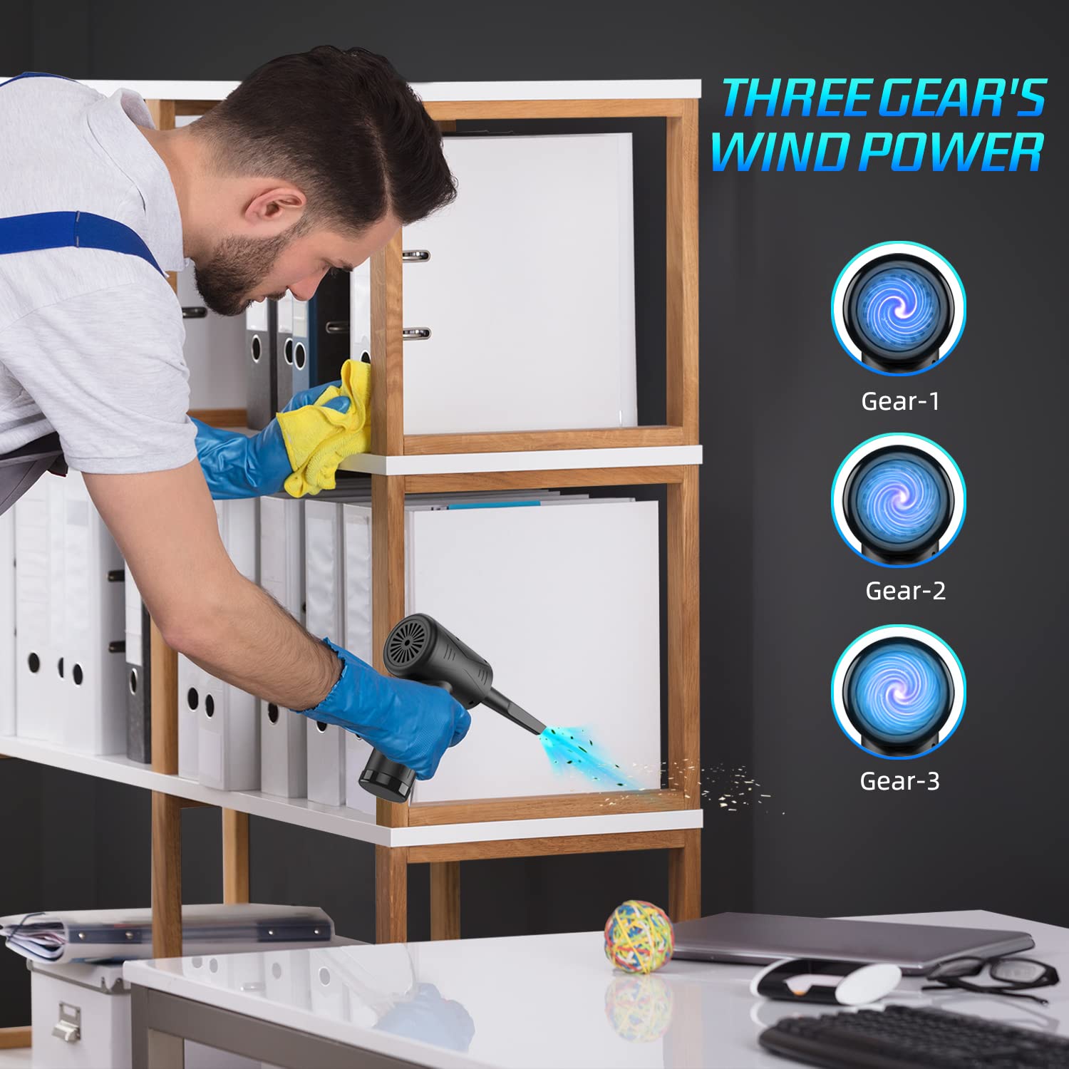 Compressed-air-dusters-electric-duster-100000RPM- air Blower for Computer - No Compressed air can - Replace Canned air dusters -Keyboard Cleaner - pc air dusters - Compressed air Electric 7600mAh