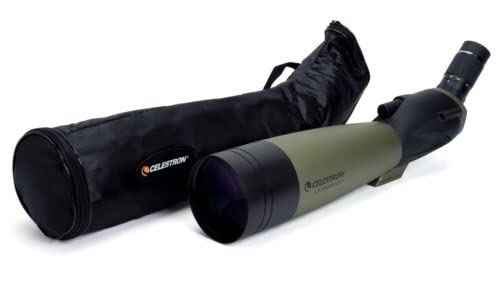 Celestron – Ultima 100 Angled Spotting Scope – 22-66x Zoom Eyepiece – Multi-coated Optics for Bird Watching, Wildlife, Scenery and Hunting – Waterproof & Fogproof– includes Soft Carrying Case