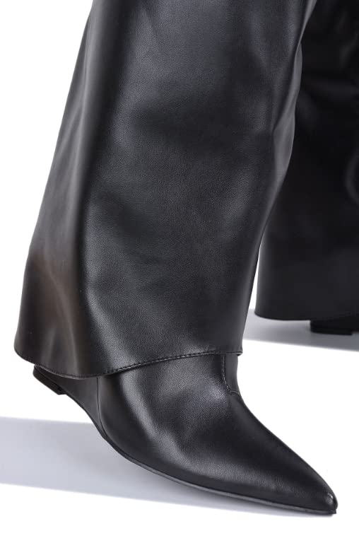 Cape Robbin Women's Pointed Toe Wedge Heel Knee High Boots Valeri (Black, us_footwear_size_system, adult, women, numeric, medium, numeric_10)