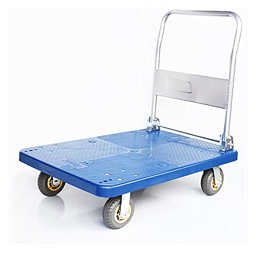 Folding Hand Truck Platform Cart 4 Wheels Hand Truck with Swivel and Fixed for 360 Degree Transport Small Push Trolley Foldable Handle Easy Storage Portable Dolly for Moving (Size : 5inchwheels-gr