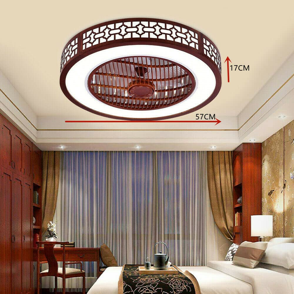 CNCEST 22Inch Modern LED Ceiling Fan Light Flush Mounted Chandelier Dimmable with Remote Control, 3 Wind Speed and 3 Kinds of Light Adjustable