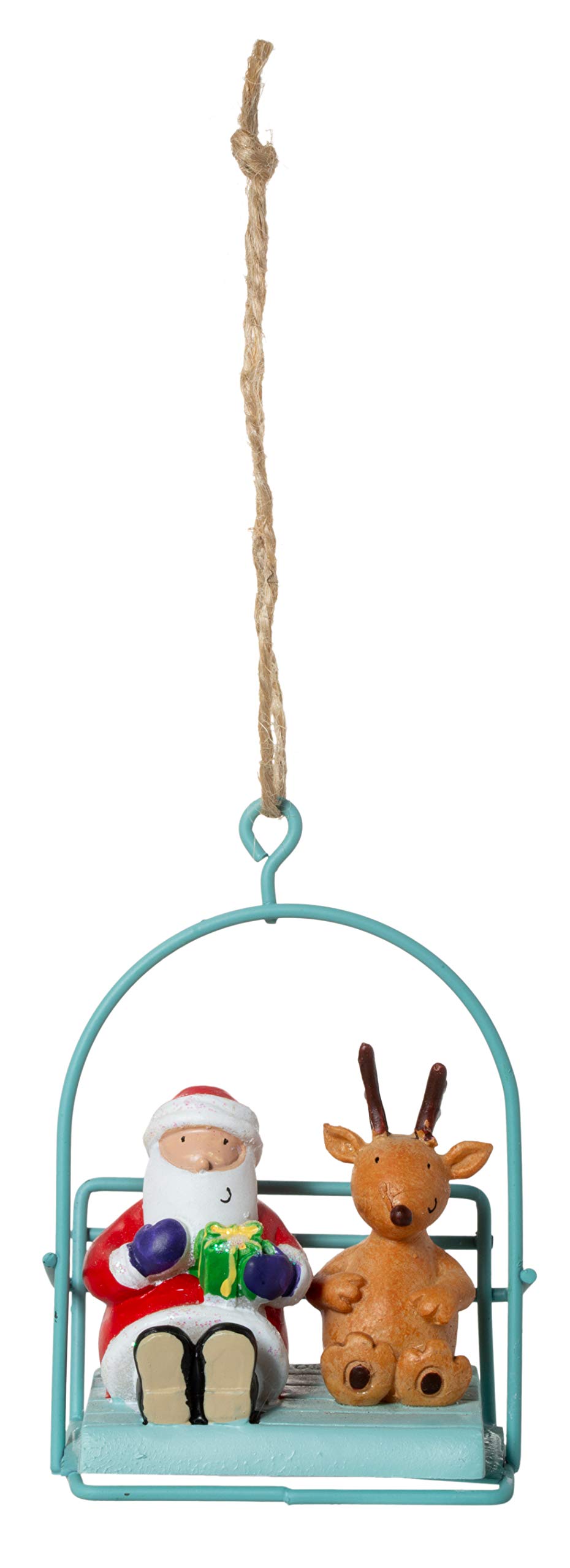 Cape Shore Santa Claus and Reindeer Ski Lift Christmas Holiday Ornament