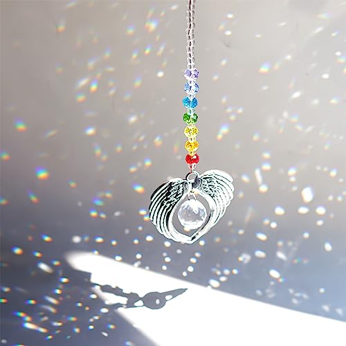H&D HYALINE & DORA Crystal Angel Wing Pendant with Crystal Ball Hangings Suncatcher for Home Window Decor