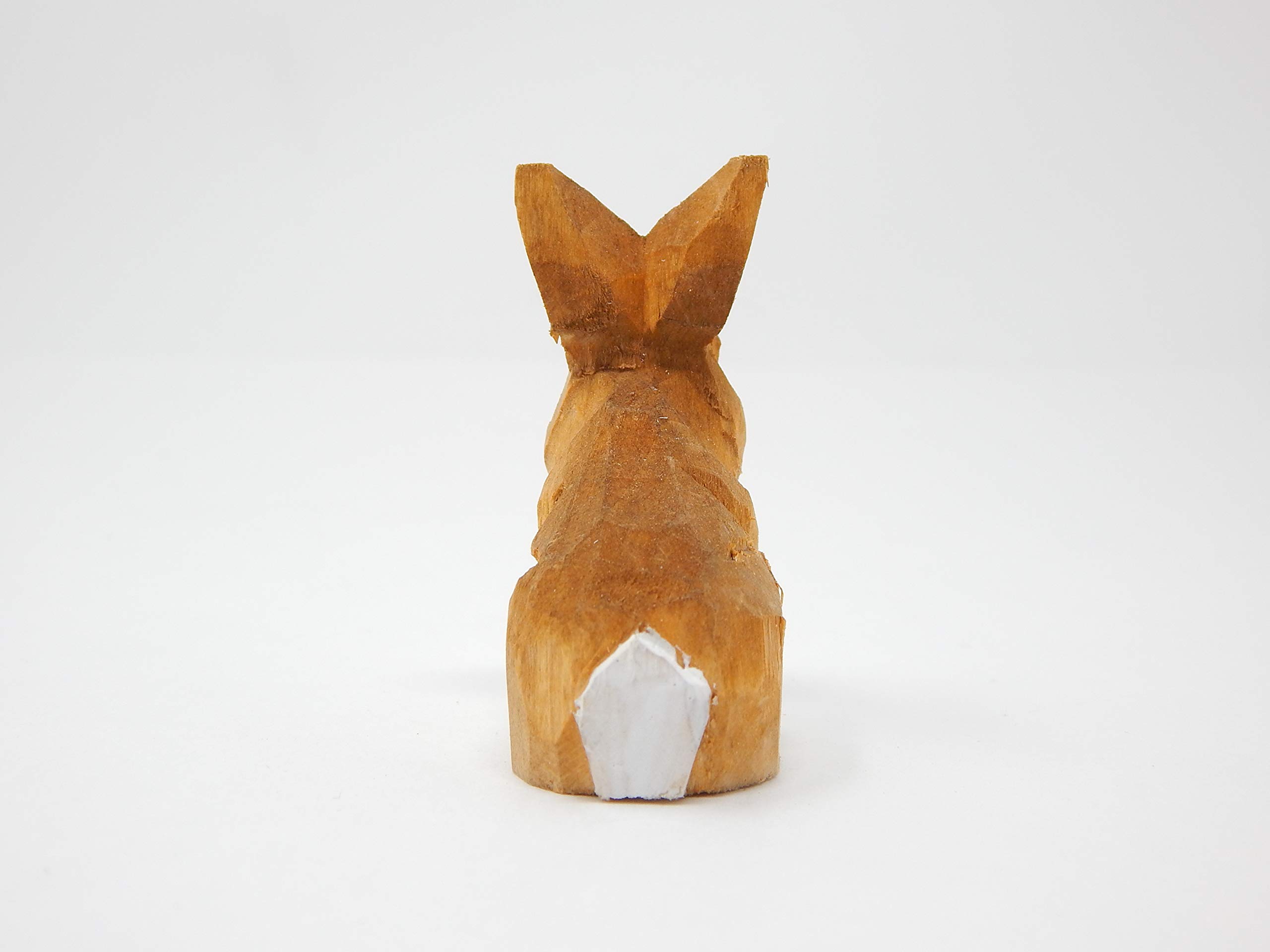Selsela Brown Rabbit Handmade Wood Figurine Carved Bunny Sculpture Home Decor Miniature Animal Art Garden Statue Collectible