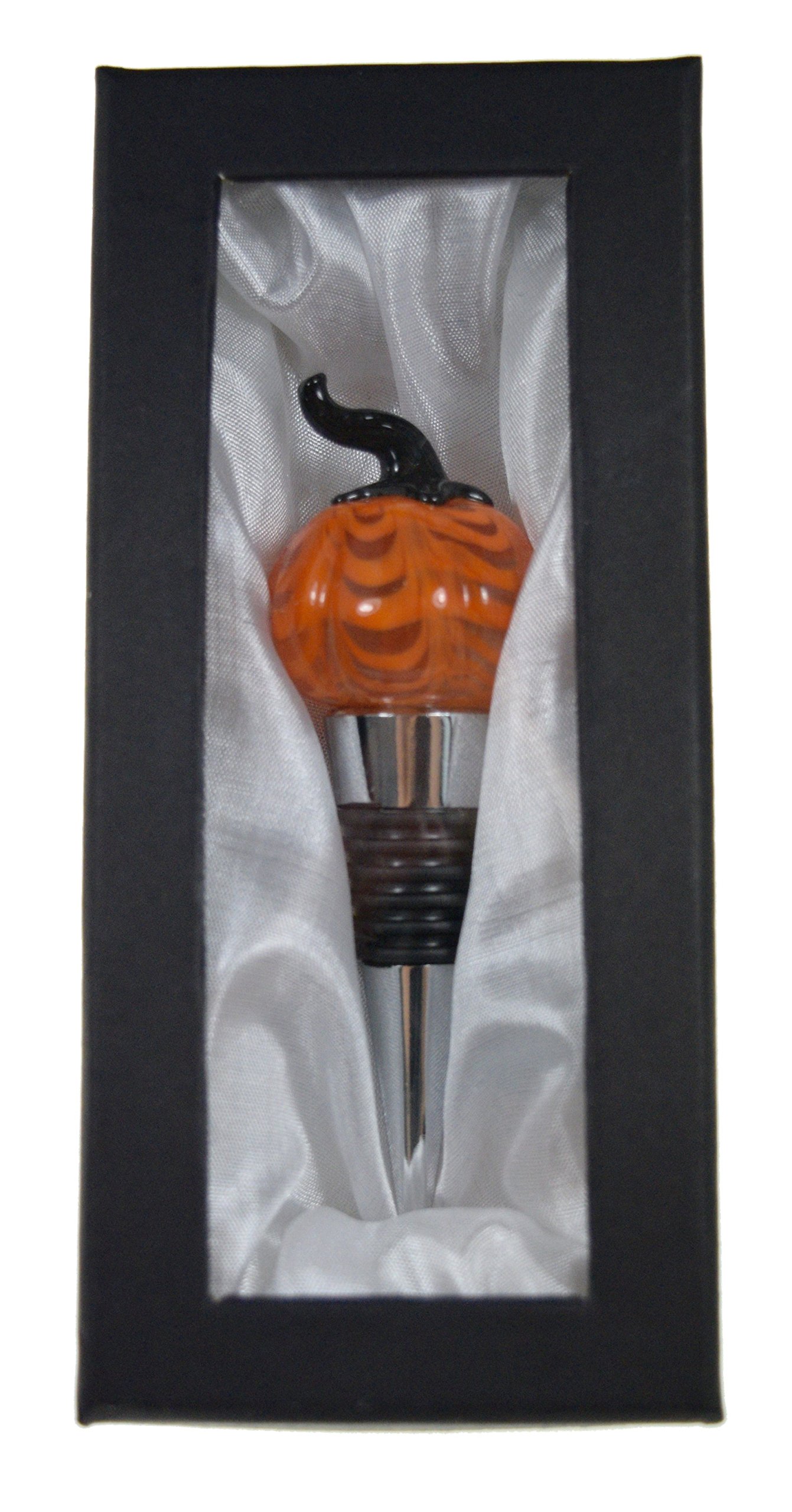 Glass Pumpkin, Halloween Wine Bottle Stopper - Decorative, Unique, Handmade, Eye-Catching Glass Wine Stoppers β Pumpkin Wine Stopper, Fall Wine Accessories Gift for Host/Hostess - Wine Corker / Sealer