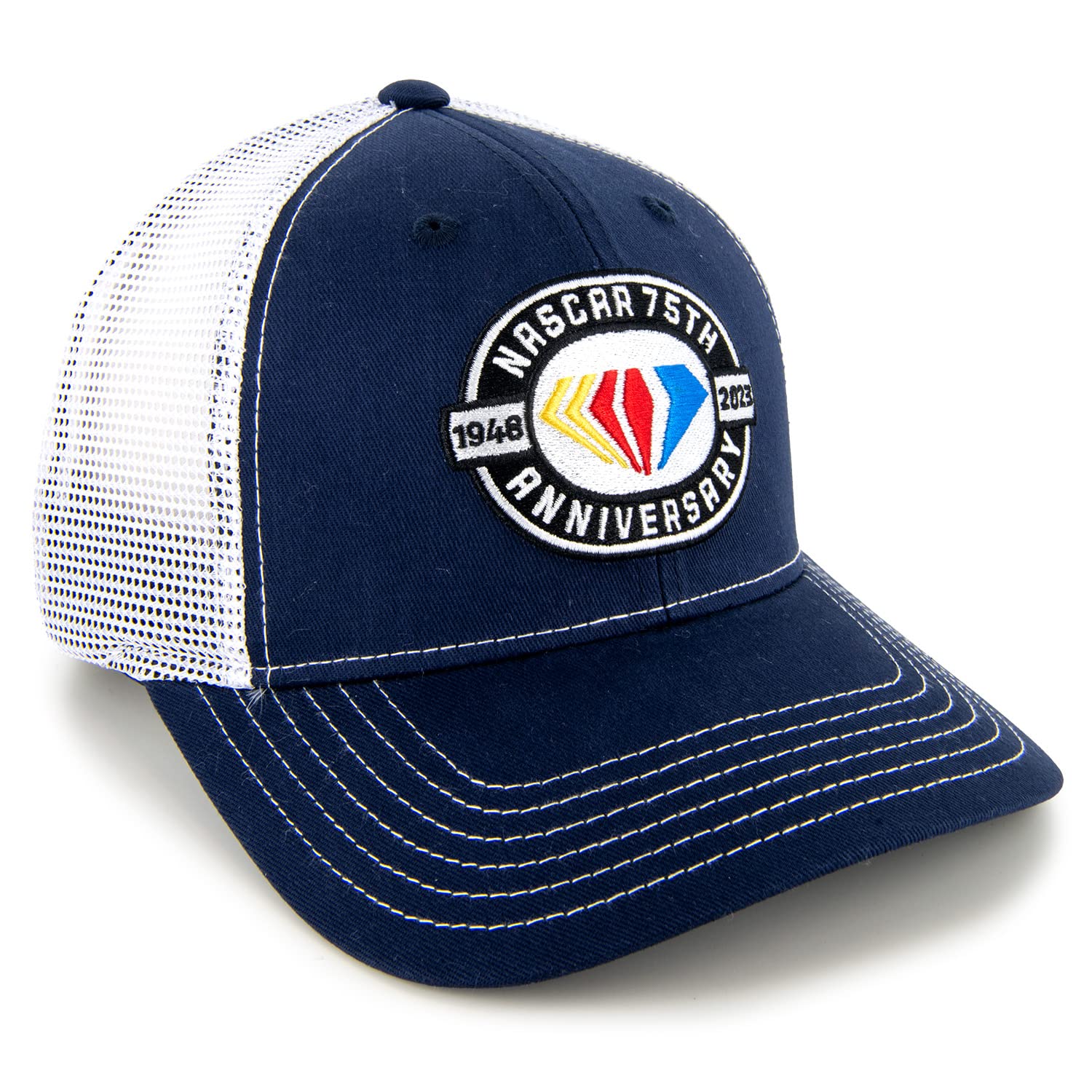 Checkered Flag Sports NASCAR 2023 75th Anniversary Logo Mesh Hat Blue/White