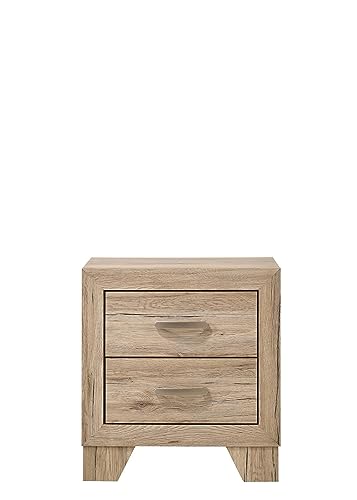 Gualiy Solid Wood Nightstand with 2 Drawers, Natural Bedside End Table, Easy Assembly