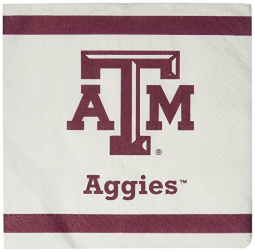 Mayflower Distributing Company 24 Count Texas A and M Beverage Napkin, 5-Inch, Multicolor
