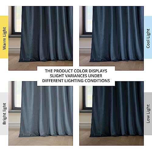 HPD Half Price Drapes Heritage Plush Velvet Grommet Curtains for Bedroom & Living Room 50 X 96, VPYC-161258-96-GR (1 Panel) London Blue