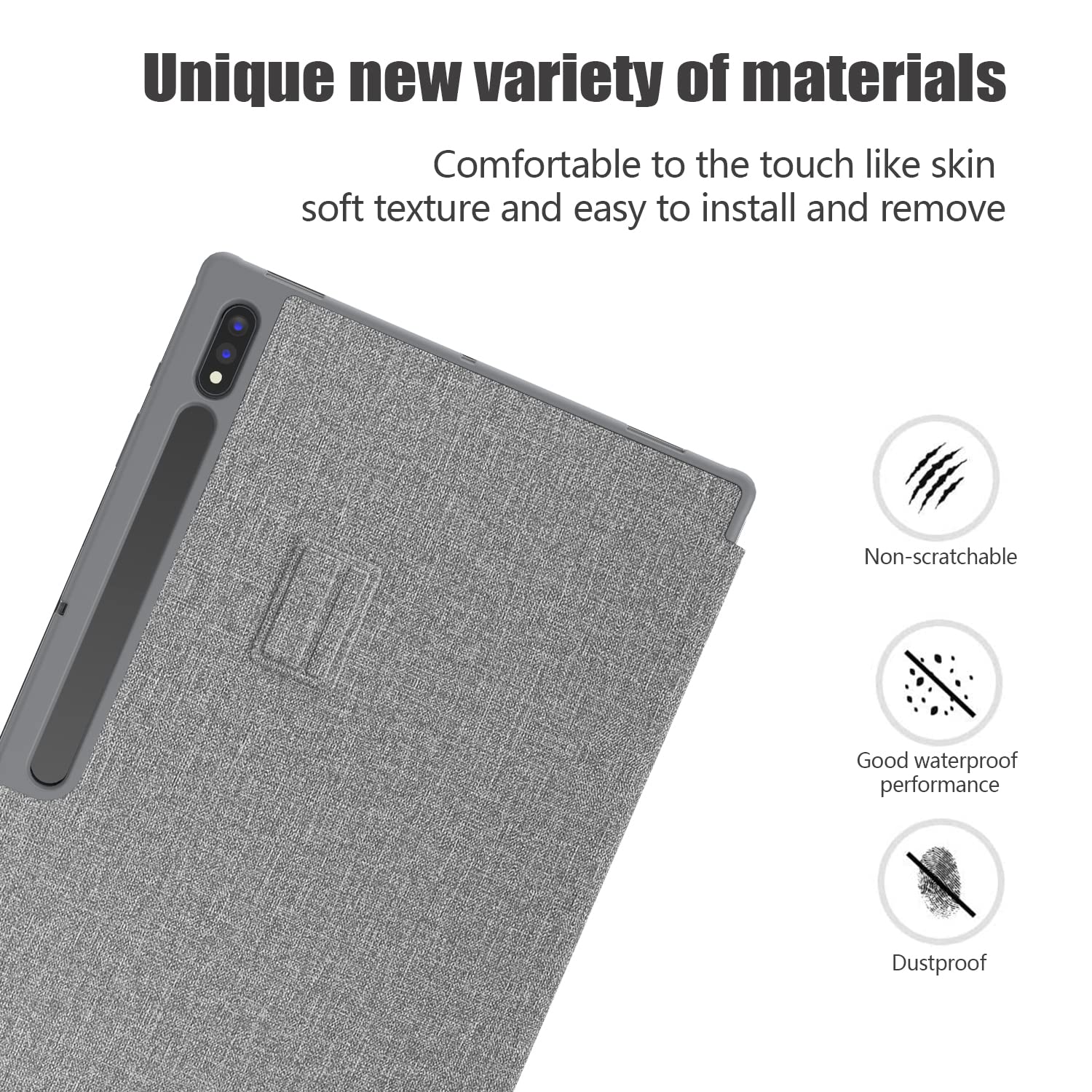 E NET-CASE Case for Samsung Galaxy Tab S8 Plus/S7 Plus with S-Pen Box (SM-X800/T970), Vertical Standing Case with Auto Wake/Sleep Feature Origami Cover for Tab Galaxy 12.4 Tablet (Gray)