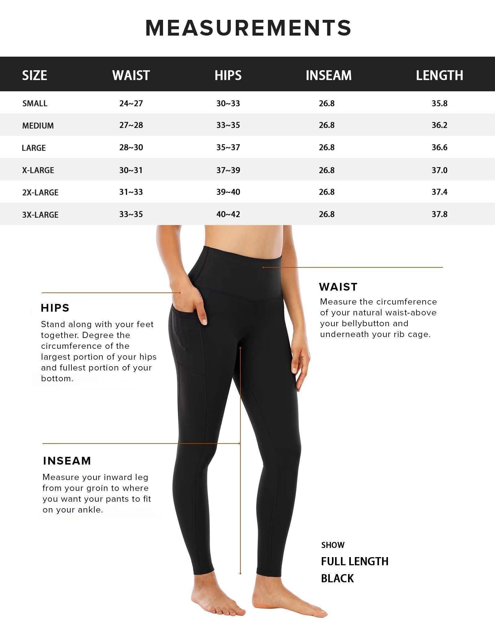 CHRLEISURE Leggings with Pockets for Women, High Waisted Tummy Control Workout Yoga Pants(3Packs 3Black, L)