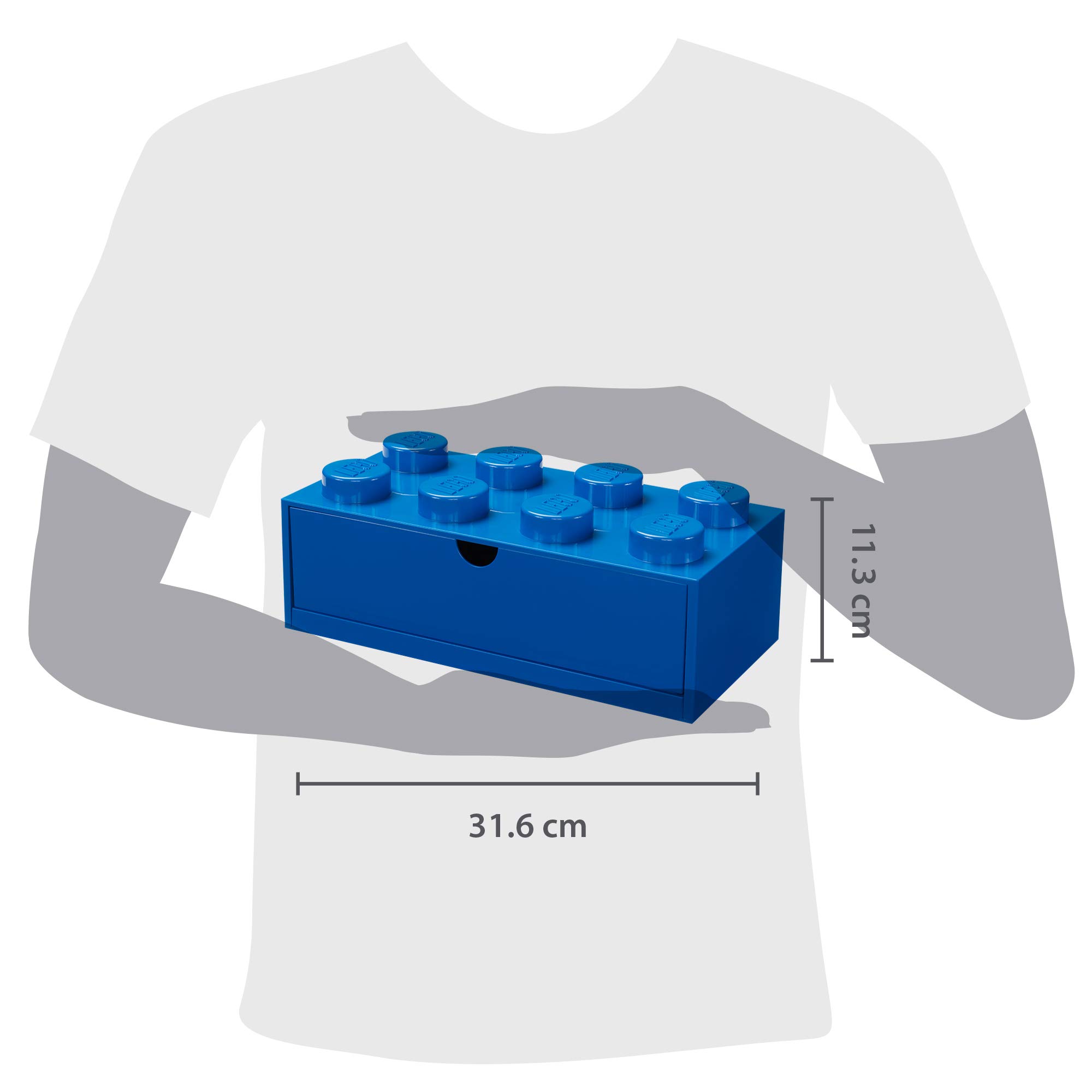 LEGO Stackable Desk Drawer BLUE with 8 Knobs - Plastic Storage Box for LEGO, Toys, Desk Drawers, Office Supplies, and Stackable Storage, Home Decoration