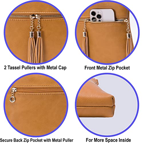 Solene Womens Lightweight Medium Crossbody Purse with Tassel, Perfect Size Crossbody Bags for Daily Use, travel - LP062 (MUSTARD)