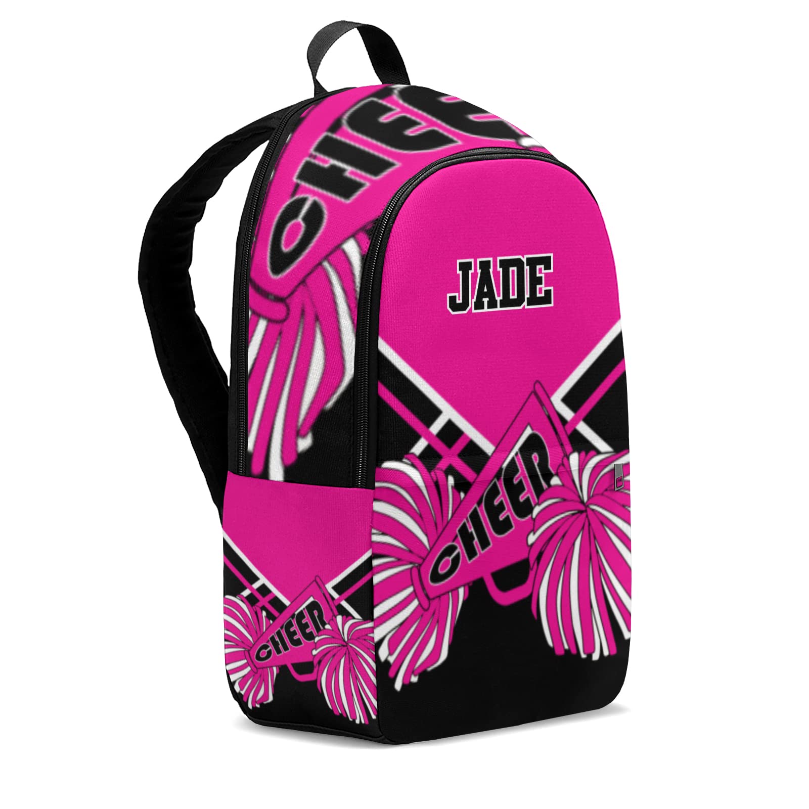 Cheer Pink Black Cheerleader Waterproof Backpack Sport Shoulder Bag for Men Women Gift, 11.8''(L)x5.51''(W)x17.72''(H)