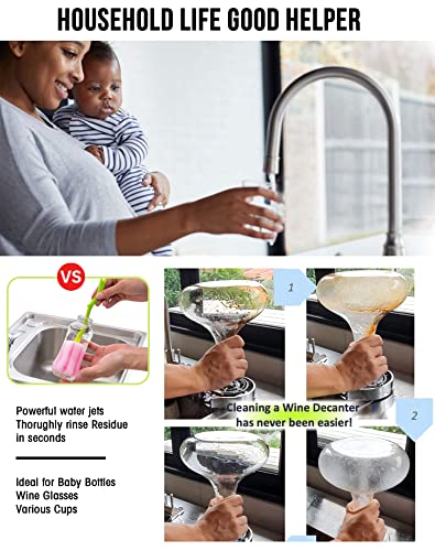 Glass Rinser for Kitchen Sink, Automatic Cup Washer, 10 Water Spraying Holes Bottle Washer, Kitchen Sink Cup Cleaner Accessories