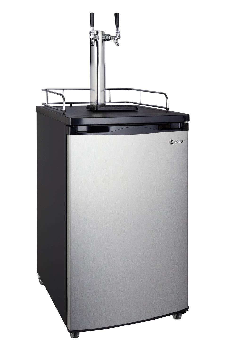 Kegco K199SS-2P Kegerator Two Keg Beer Cooler - Premium Double Faucet D System Kit - Stainless Door