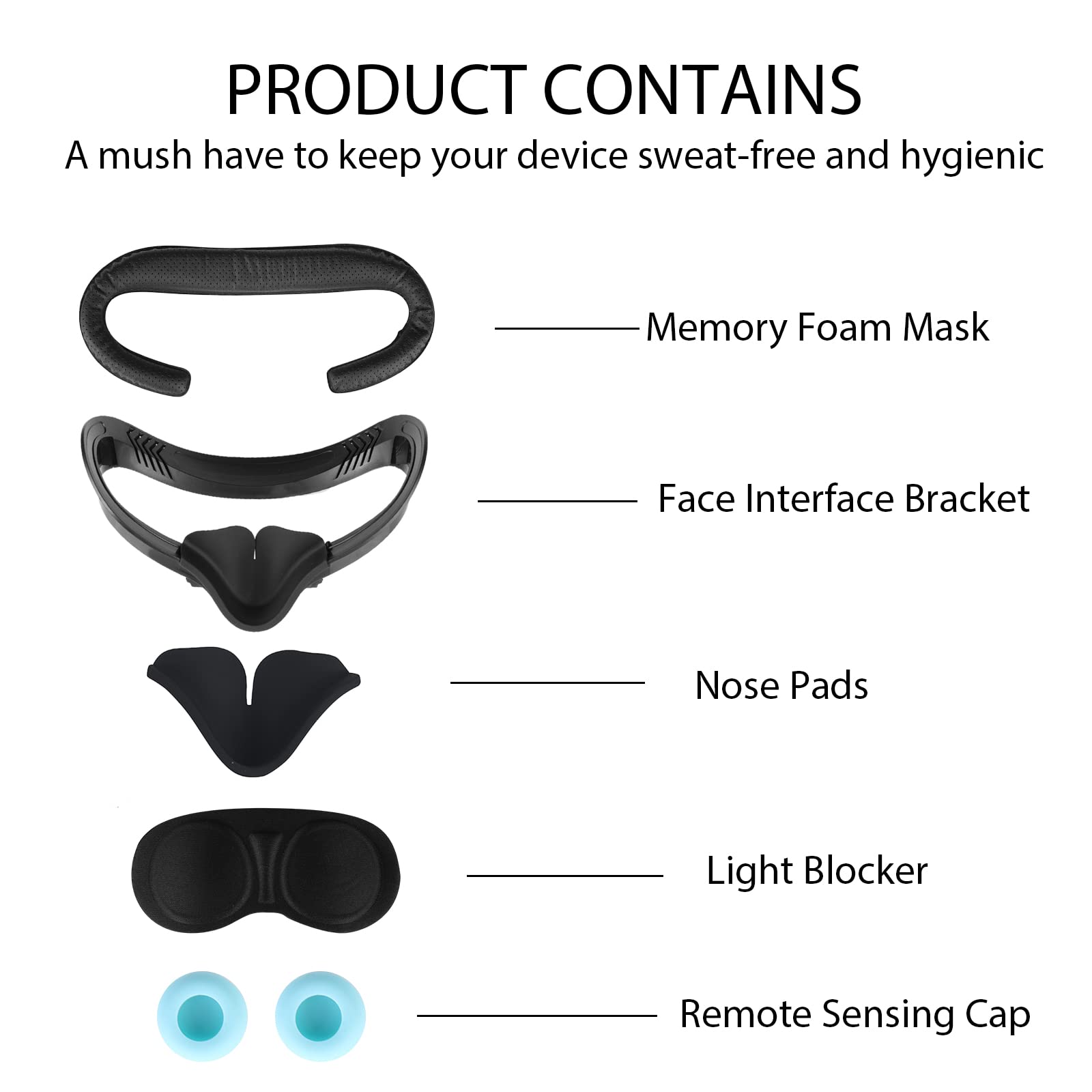 Face Cushion Cover Glasses Spacer: Lens Dust Protector for Oculus Quest 2 VR Headset Thumbstick Cap Anti Leakage Nose Pad 7 Pack PU Leather Foam Face Cover for Meta Quest 2