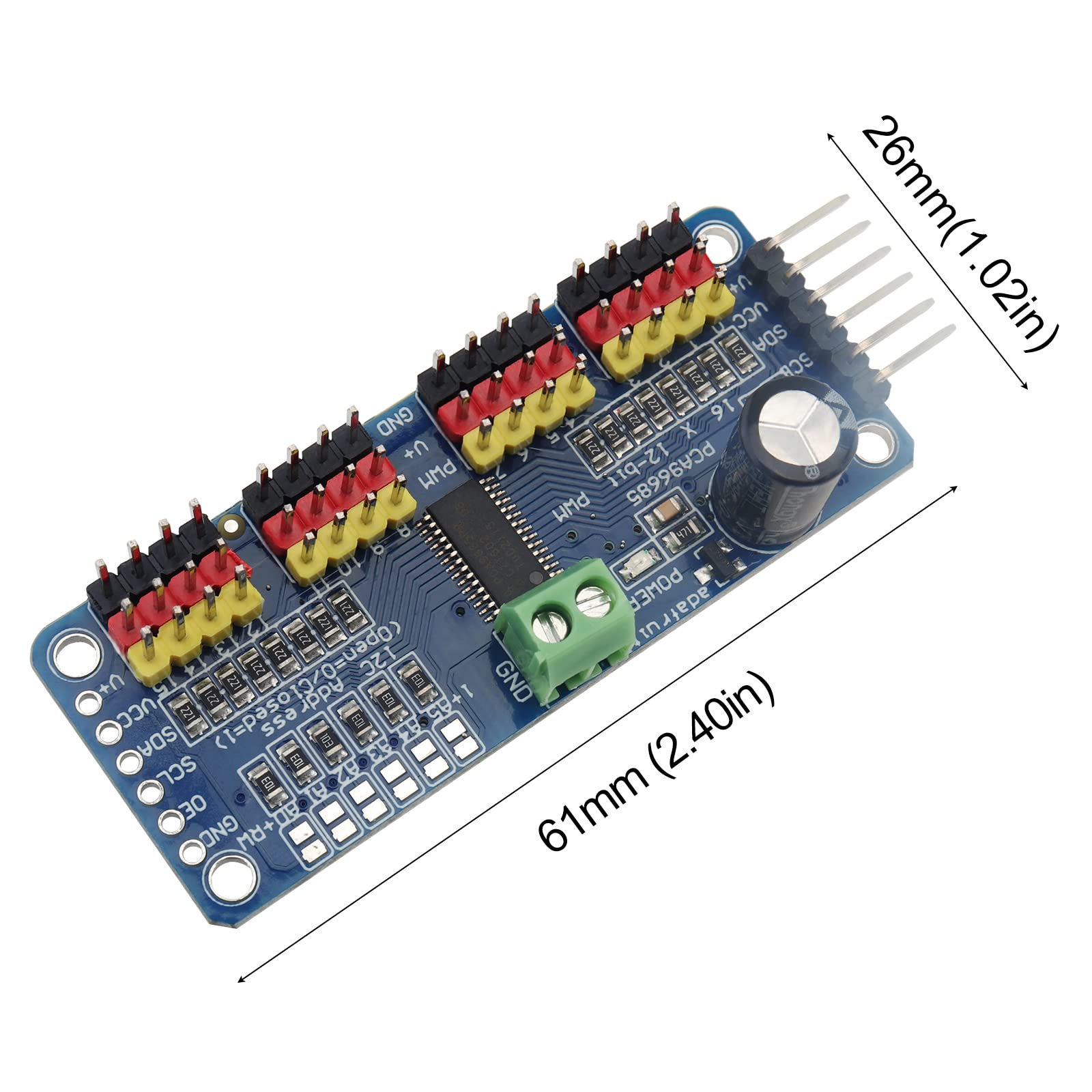 DiGiYes PCA9685 16 Channel PWM Servo Motor Driver 12-Bit IIC Module for Arduino Robot or Raspberry pi