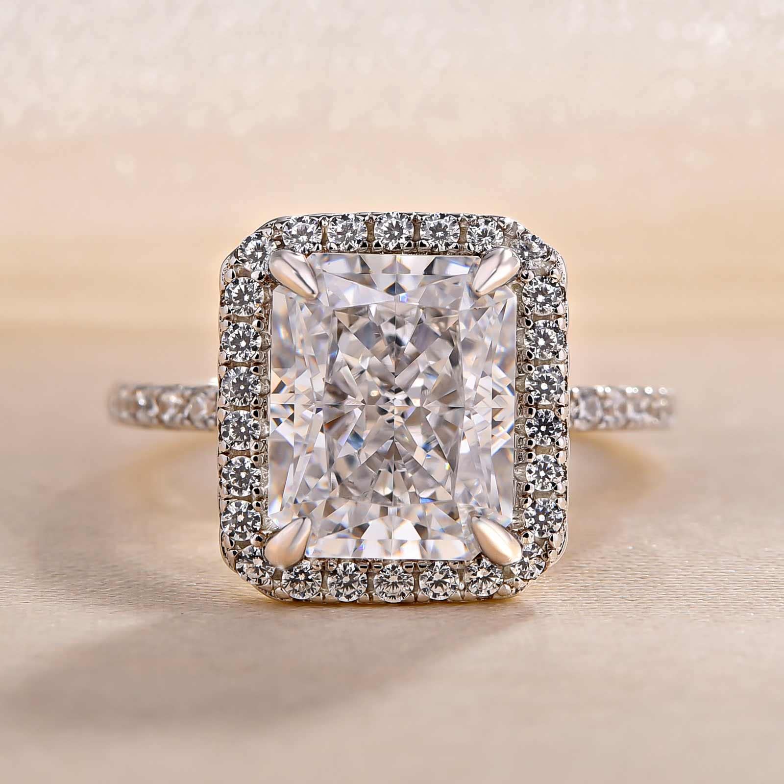 Effinny 3.0 Carat Radiant Cut Engagement Ring Simulated Diamond Ring 925 Sterling Silver 18K White Gold Plated Promise Ring Gift for Wedding Anniversary