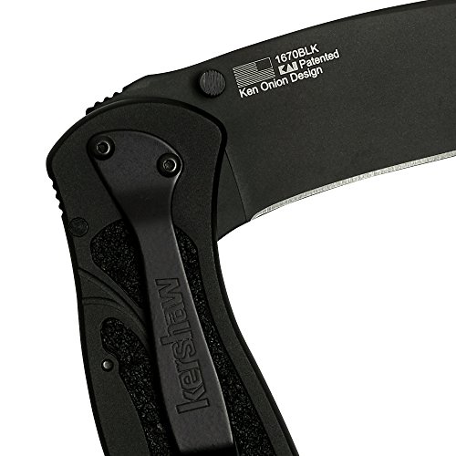 Kershaw Blur Black (1670BLK) Everyday Carry Pocketknife, 3.4 inch Stainless Steel Drop Point Blade, Cerakote Blade Finish, SpeedSafe Opening, Reversible Pocketclip; 3.9 OZ