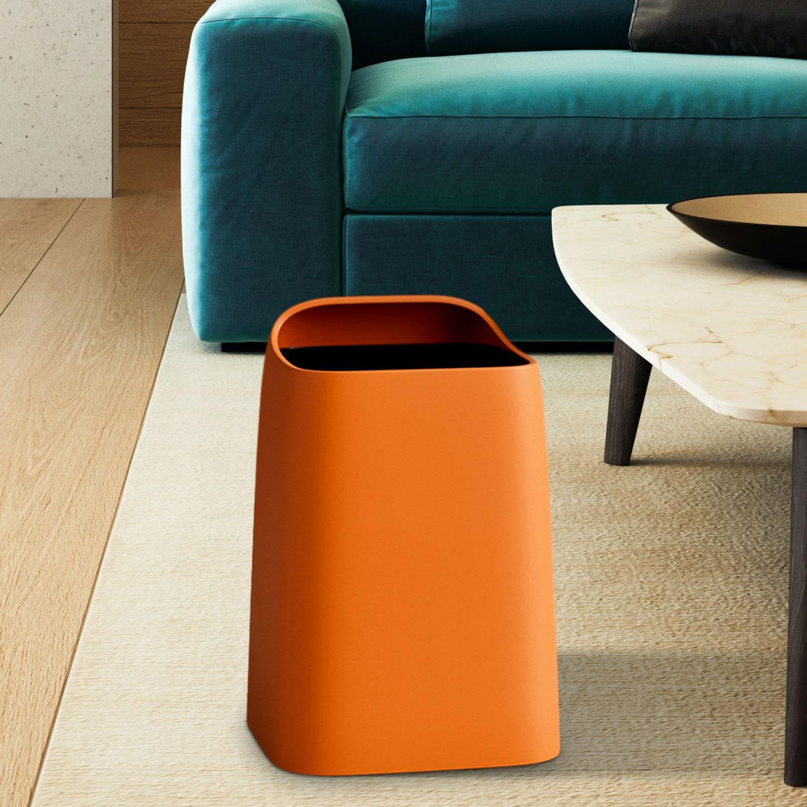 JISADER Trash Can Wastebasket Minimalist Narrow Waste Bin Garbage Can Recycle Bin for Living Room Home Indoor Dorm, Orange
