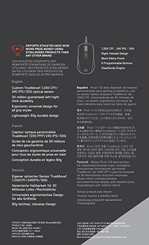 SteelSeries Rival 110 Gaming Mouse - 7,200 CPI TrueMove1 Optical Sensor - Lightweight Design - RGB Lighting